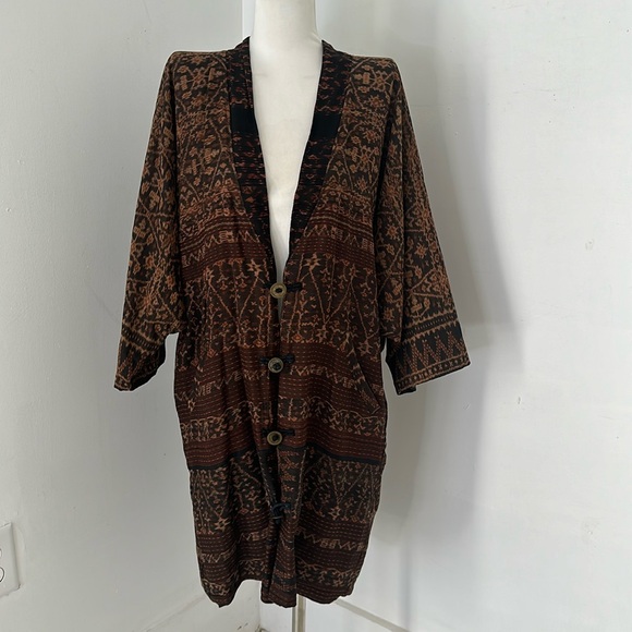 Vintage | Sweaters | Vintage 9s Indonesian Cotton Kimono Ikat Print ...